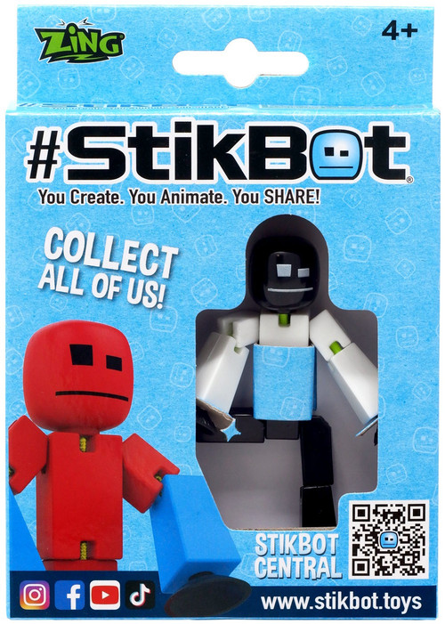 Stikbot Black HeadLegs with White Body 3 Figure Zing - ToyWiz