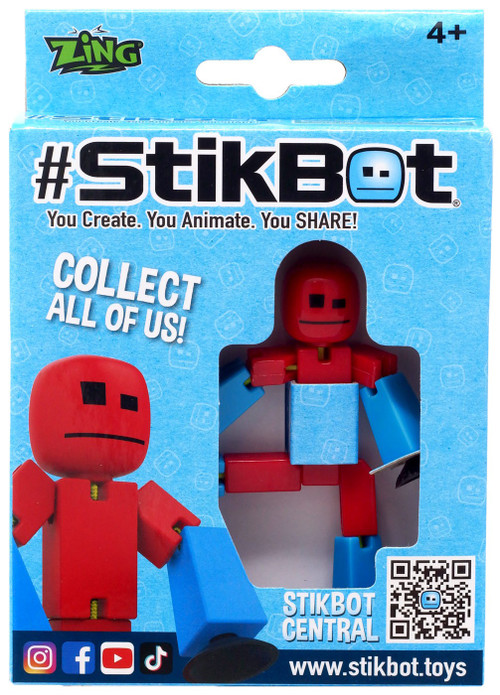 Stikbot Red HeadBody with Blue Arms Legs 3 Figure Zing - ToyWiz