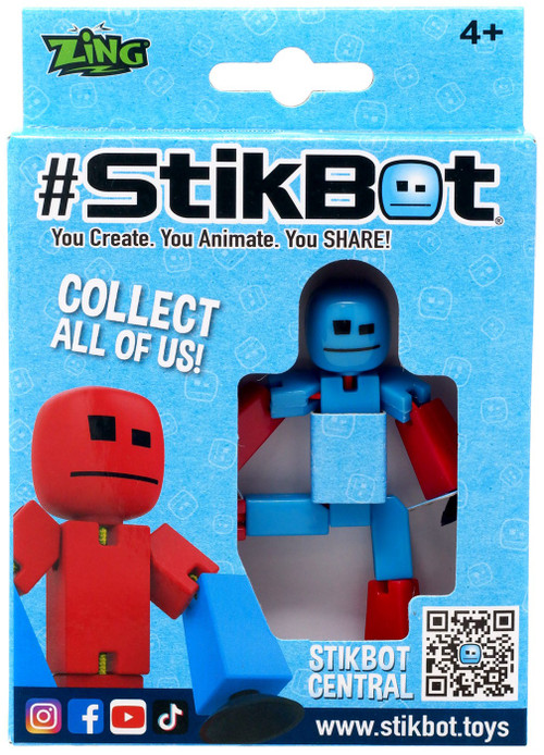 Stikbot Blue HeadBody with Red Arms Legs 3 Figure Zing - ToyWiz