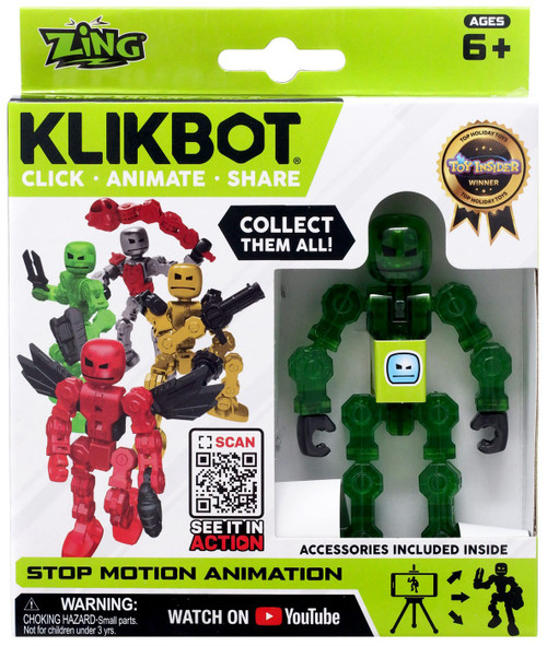 Stikbot Klikbot Green 3 Figure Translucent Zing - ToyWiz