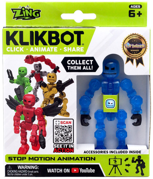 Stikbot Klikbot Blue 3 Figure Translucent Zing - ToyWiz