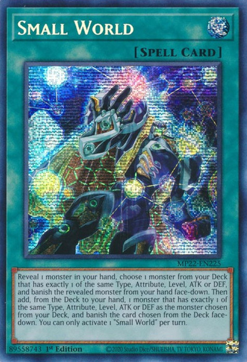 YuGiOh 2022 Tin of the Pharaohs Gods Single Card Prismatic Secret Rare Small World MP22-EN225 ...