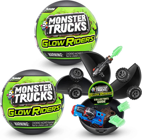 5 Surprise Monster Trucks Series 2 Glow Riders LOT of 2 Mystery Packs ...