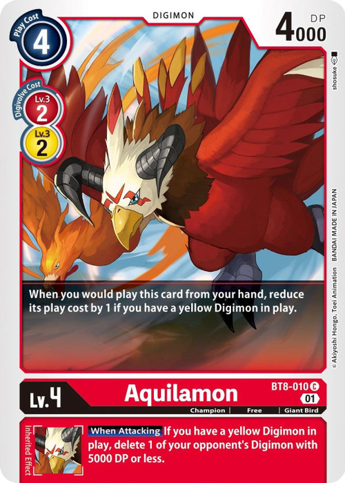 Digimon New Awakening Single Card Common Aquilamon BT8-010 - ToyWiz