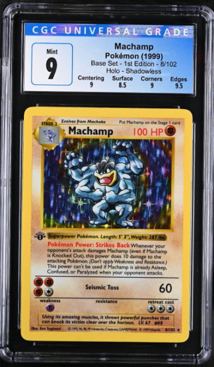 Pokemon Base Set Single Card Rare Holo Machamp 1st Edition 8 Shadowless ...