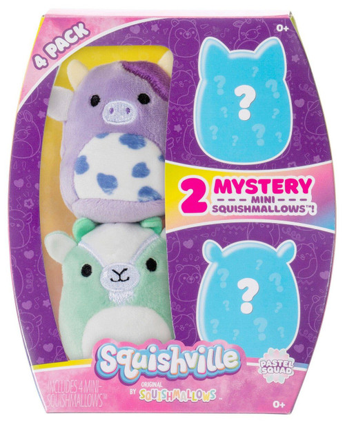 Squishmallows Squishville Pastel Squad 2 Mini Plush 4-Pack Set ...