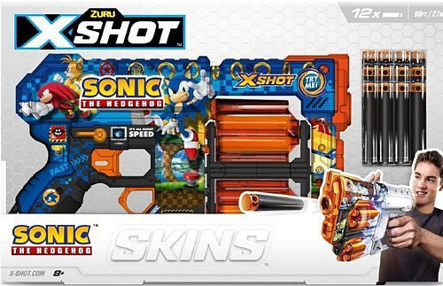 X-Shot Skins Sonic the Hedgehog Blaster 12 Darts Zuru Toys - ToyWiz