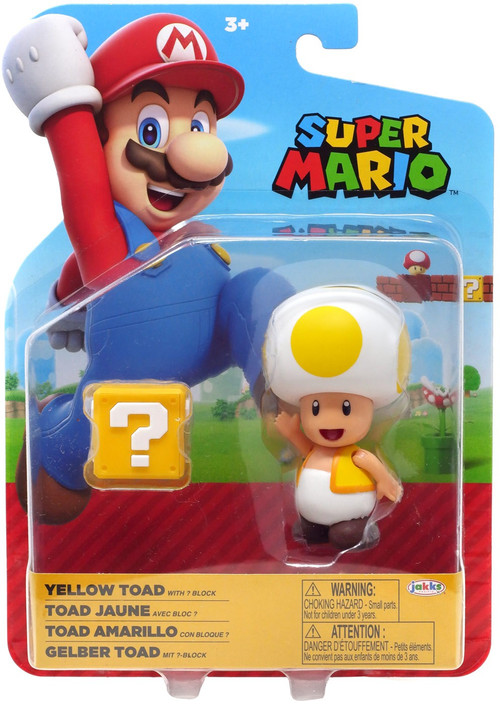 World of Nintendo Super Mario Yellow Toad 4 Action Figure with Question ...