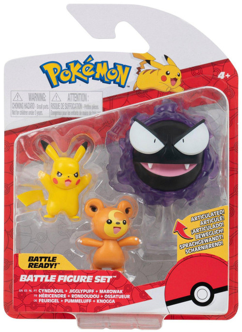 Pokemon Battle Figure Pikachu, Teddiursa Gastly 3 Figure 2-Pack ...