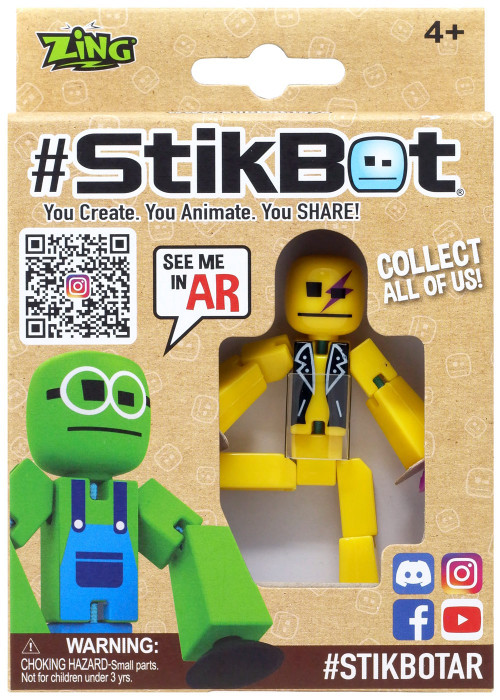 Stikbot Yellow with Black Vest 3 Figure Zing - ToyWiz