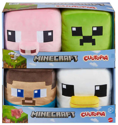 Minecraft Cuutopia Steve, Creeper, Chicken Pig 10 Plush Mattel - ToyWiz