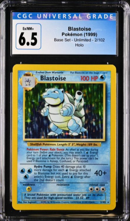Pokemon Base Set Single Card Rare Holo Blastoise 2 CGC - ExNM 6.5 ...