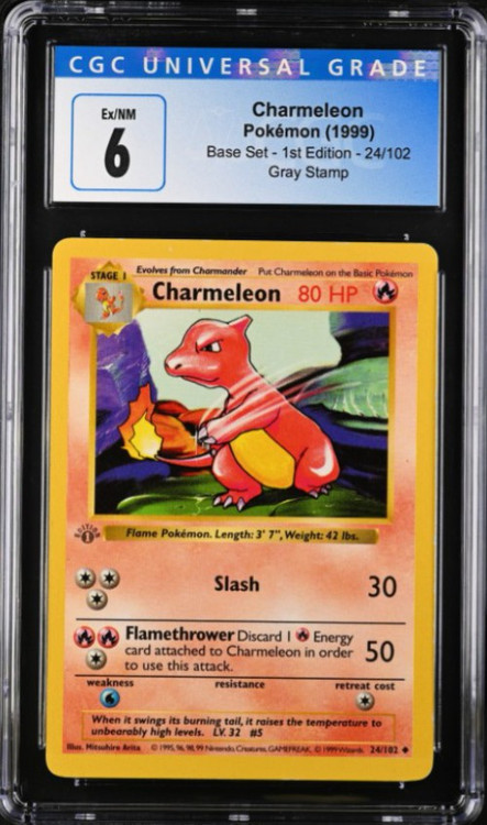 Pokemon Base Set Single Card Uncommon Charmeleon 1st Edition Grey Stamp ...