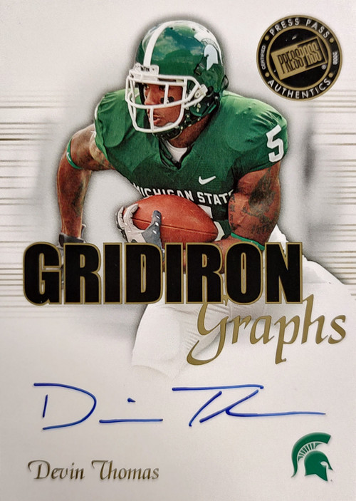 NFL 2008 Devin Thomas Autographed Single Card GG-DT Gridiron Graphs ...