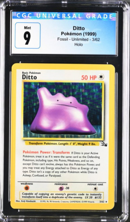Pokemon Fossil Single Card Rare Holo Ditto 3 CGC - Mint 9 4188226023 ...