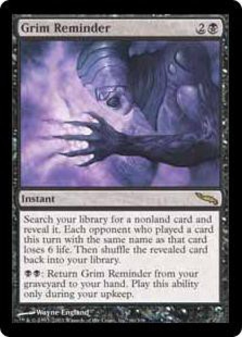 Magic The Gathering Mirrodin Single Card Rare Grim Reminder 66 Pack ...