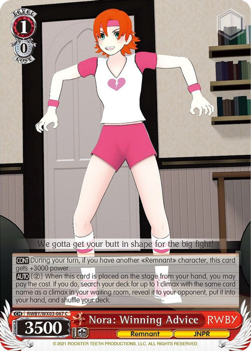 Weiss Schwarz Trading Card Game RWBY Single Card Common Nora Winning ...