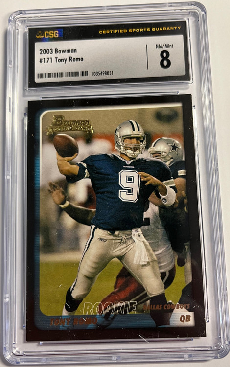 NFL 2003 Bowman Tony Romo Rookie Graded Card 171 CSG 8 Topps - ToyWiz