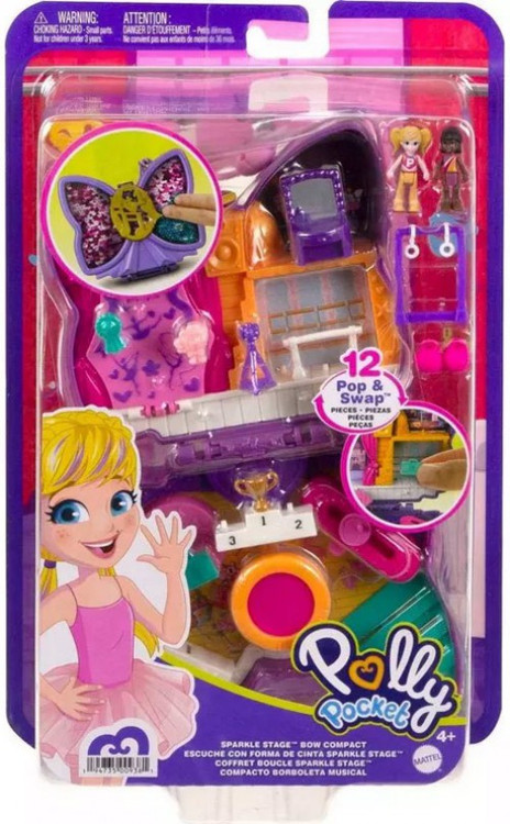 Polly Pocket Micro Sparkle Stage Bow Compact Playset Mattel Toys - ToyWiz