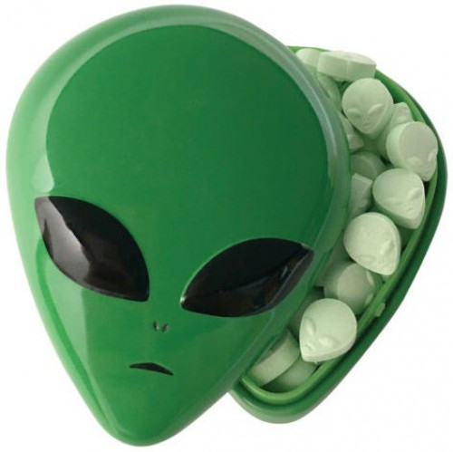 Alien Alien Head Sours Candy Tin Boston America - ToyWiz