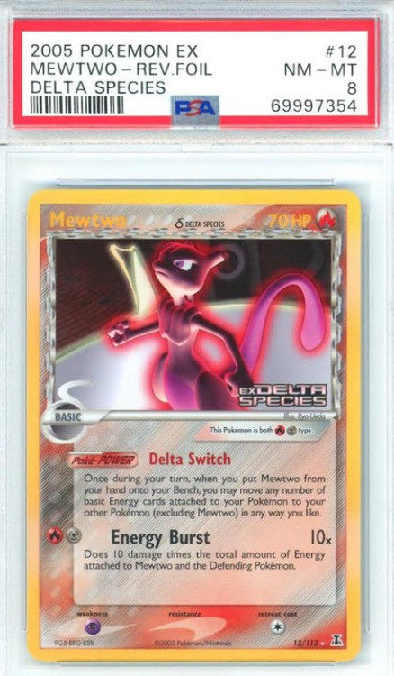 Pokemon EX Single Card Rare Holo Mewtwo Delta Species 12 PSA - NM-MT 8 ...