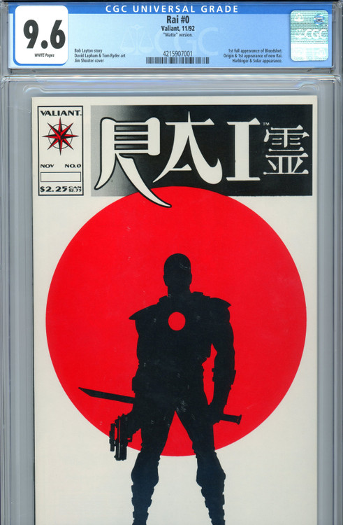 Valiant Comics Rai 1992 Comic Book 0 Matte Version CGC 9.6 - ToyWiz