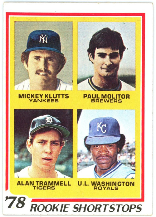 MLB 1978 Single Card Mickey Klutts Paul Molitor Alan Trammell U.L. 707 ...