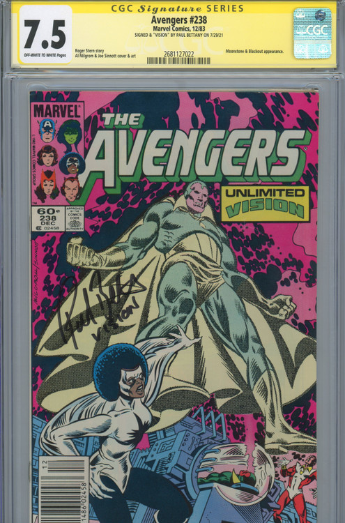 Marvel Comics Avengers 1983 Comic Book 238 Signed Vision by Paul Bettany CGC Signature Series 7. ...