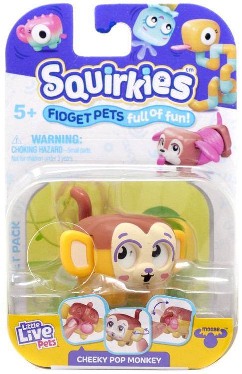 Little Live Pets Squirkies Cheeky Pop Monkey Figure Yellow Brown Moose ...