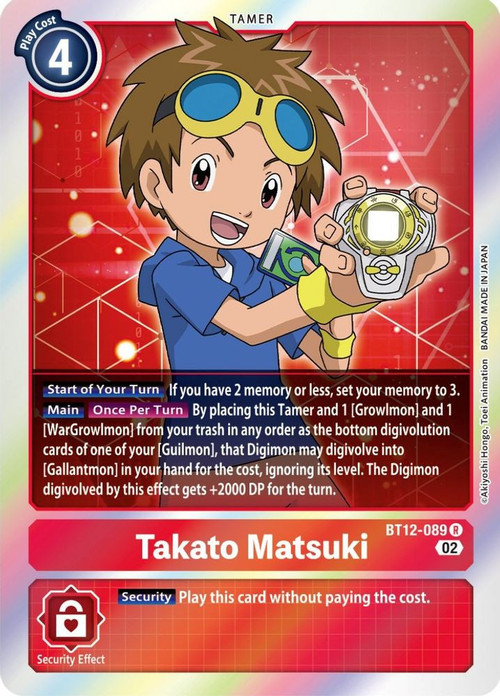 Digimon Trading Card Game Across Time Single Card Rare Takato Matsuki BT12-089 - ToyWiz