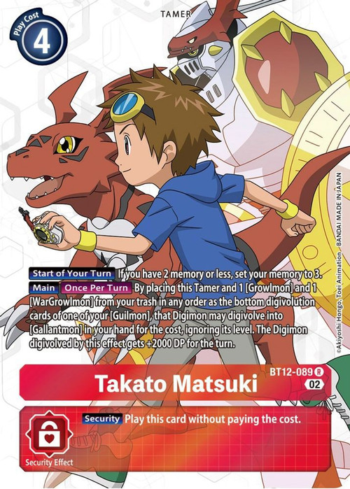 Digimon Trading Card Game Across Time Single Card Rare Takato Matsuki BT12-089 Alternate Art ...