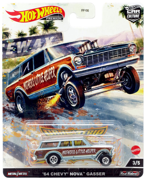 Hot Wheels Premium Car Culture 64 Chevy Nova Gasser 164 Die Cast Car Mattel - ToyWiz