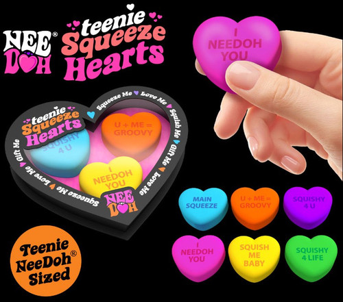 NeeDoh Teenie Squeeze Hearts Stress Ball 3-Pack RANDOM Colors Phrases ...