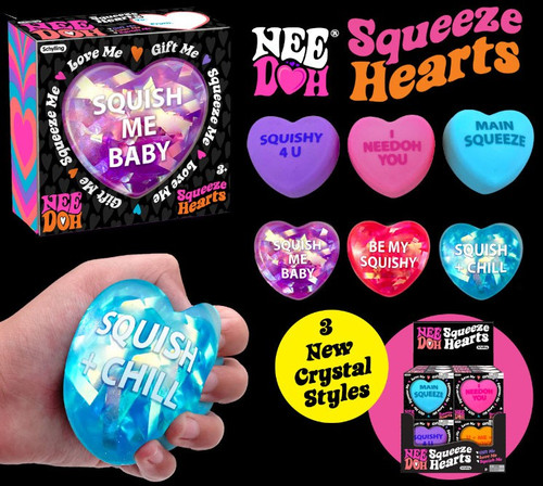 NeeDoh Squeeze Hearts Stress Ball 1 RANDOM Color Phrase, 2024 Schylling ...