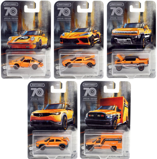 Matchbox Moving Parts 70th Anniversary Set of 5 Diecast Cars Mattel ...
