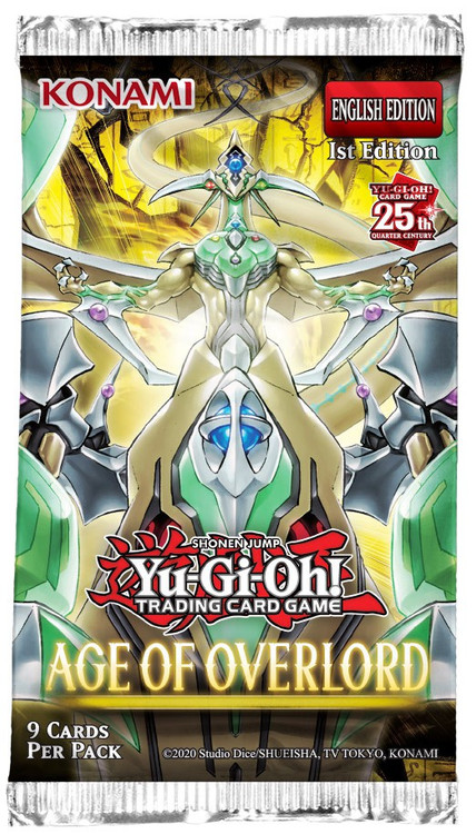 YuGiOh Age of Overlord Booster Pack 9 Cards, 25th Anniversary Konami ...