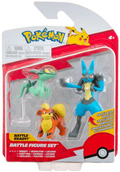 Pokemon Battle Figure Dreepy, Growlithe Lucario 3 Mini Figure 3-Pack ...