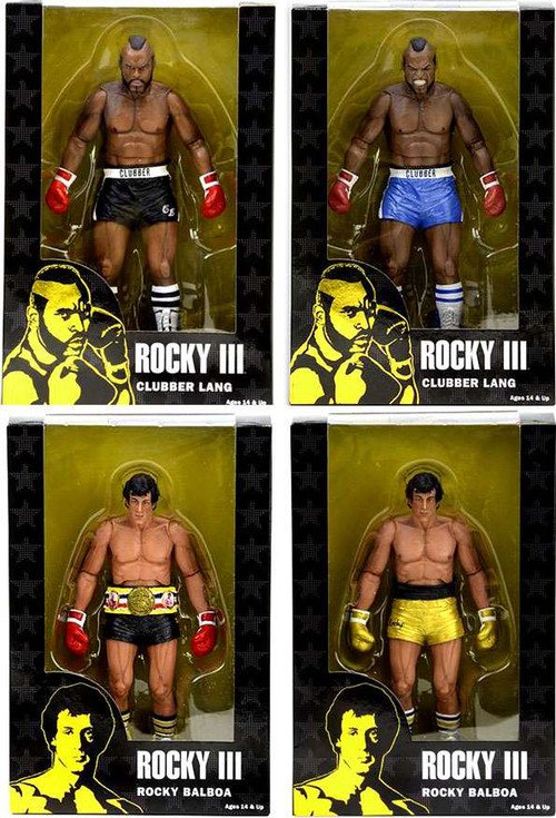 NECA Rocky III Rocky 40th Anniversary Series 1 Rocky Gold Blue, Clubber ...