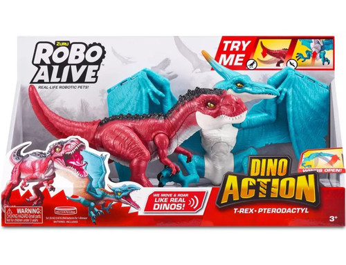 Robo Alive Dino Action T-Rex Pterodactyl Robotic Pet Figure 2-Pack Zuru ...