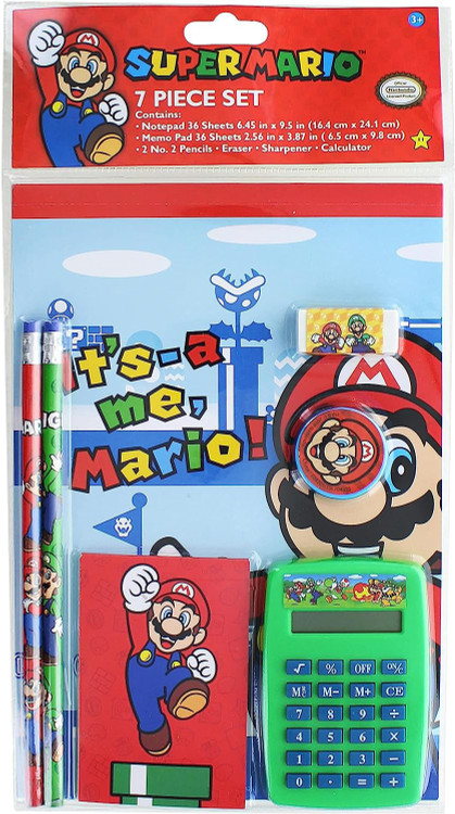 Super Mario 7 Piece Fun Calculator Set Stationery Kit Innovative ...