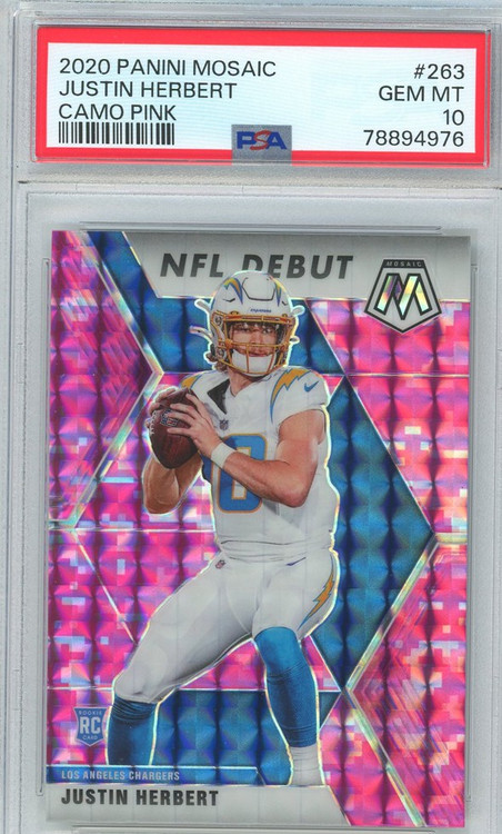NFL 2020 Panini Mosaic Single Card Rookie Justin Herbert 263 Pink Camo ...