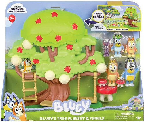 Bluey Tree Family Exclusive Playset Includes Bluey, Bingo, Mum, Dad ...