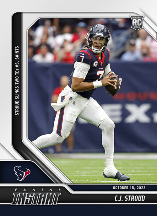 NFL Houston Texans 2023 Panini Instant Football Single Card CJ Stroud 15 Rookie, Slings Two TDs ...
