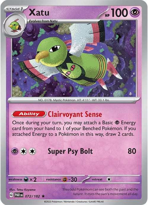 Pokemon Trading Card Game Paradox Rift Single Card Holo Rare Xatu 72 ...