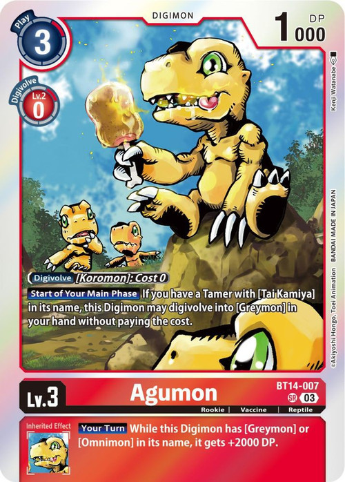 Digimon Trading Card Game Blast Ace Single Card Super Rare Agumon BT14 ...