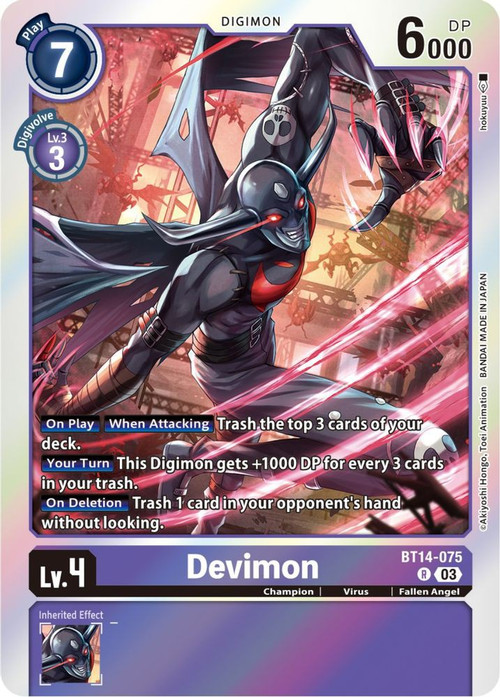 Digimon Trading Card Game Blast Ace Single Card Rare Devimon BT14-075 ...