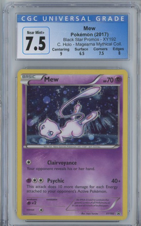 Pokemon Black Star Promos Mew Holo Graded Card XY192 CGC 7.5 Wizards of ...
