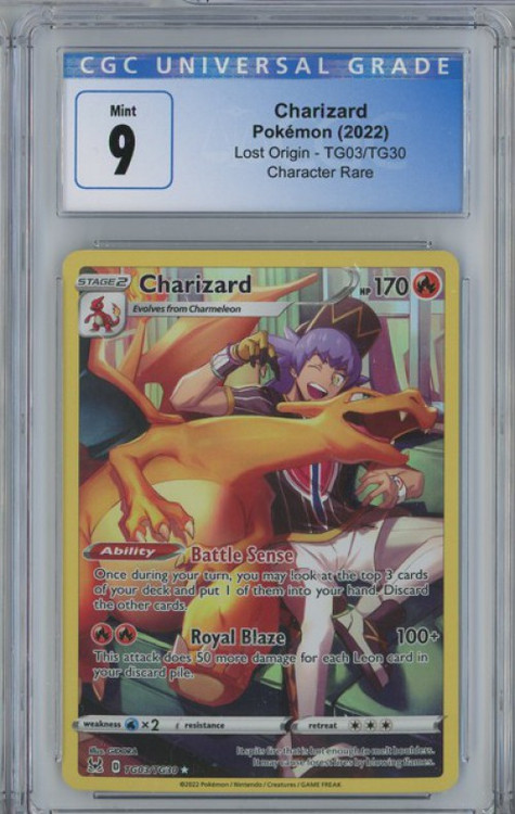 Pokemon Lost Origin Charizard Character Rare Graded Card TG03 CGC 9 ...