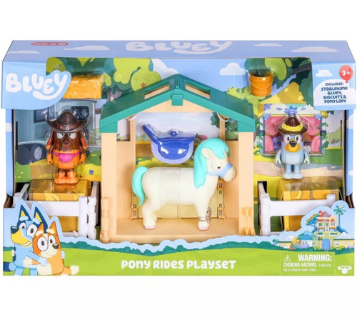 Bluey Pony Rides Exclusive Playset Includes Stablehand Bluey, Biscuits ...