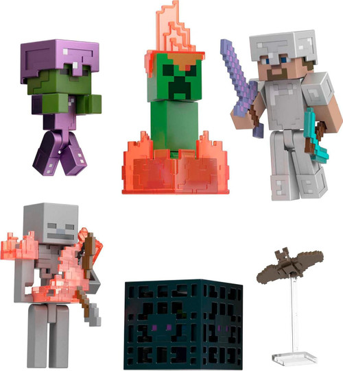 Minecraft Cave Conflict Exclusive 3.25 Action Figure Set Mattel Toys ...